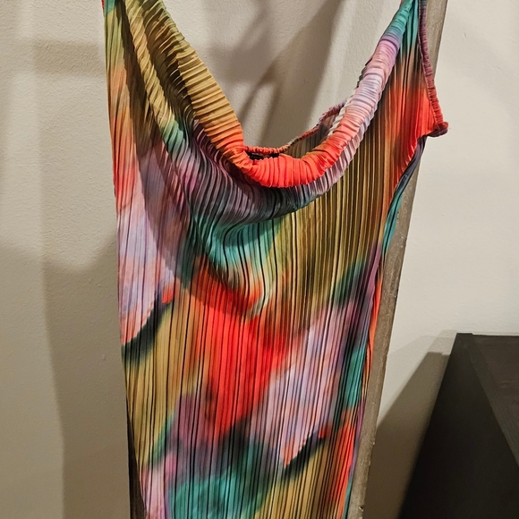 PrettyLittleThing | Dresses | Plus Multi Printed Plisse Cowl Neck Maxi Dress | Poshmark